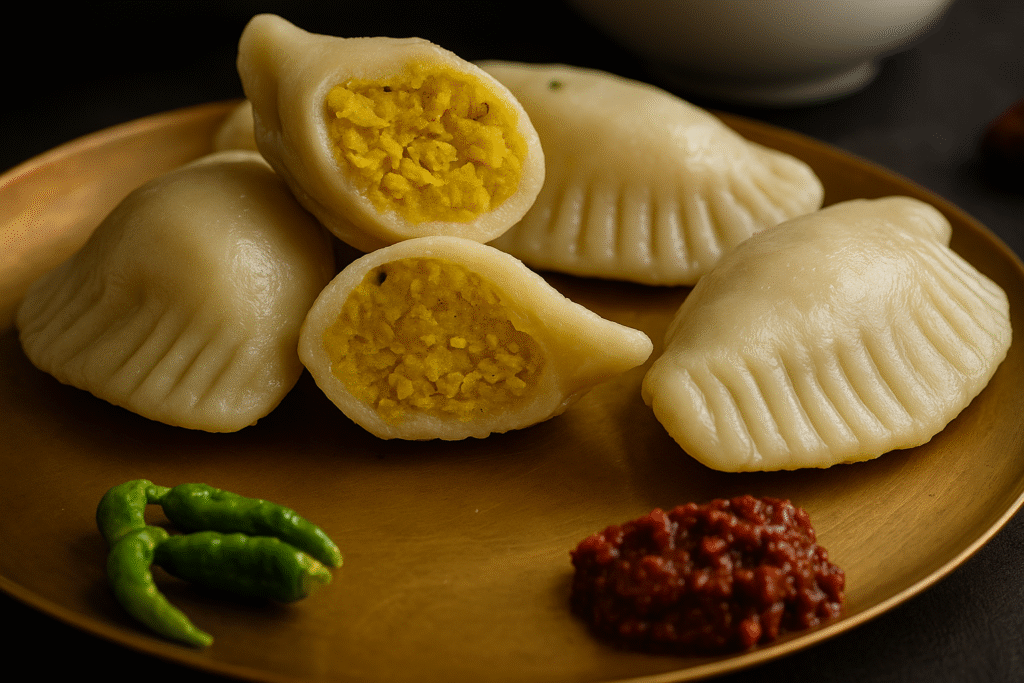 Daal Pitthi Boiled (8 pc) with Hari Chutney - पास के घर का गरम खाना